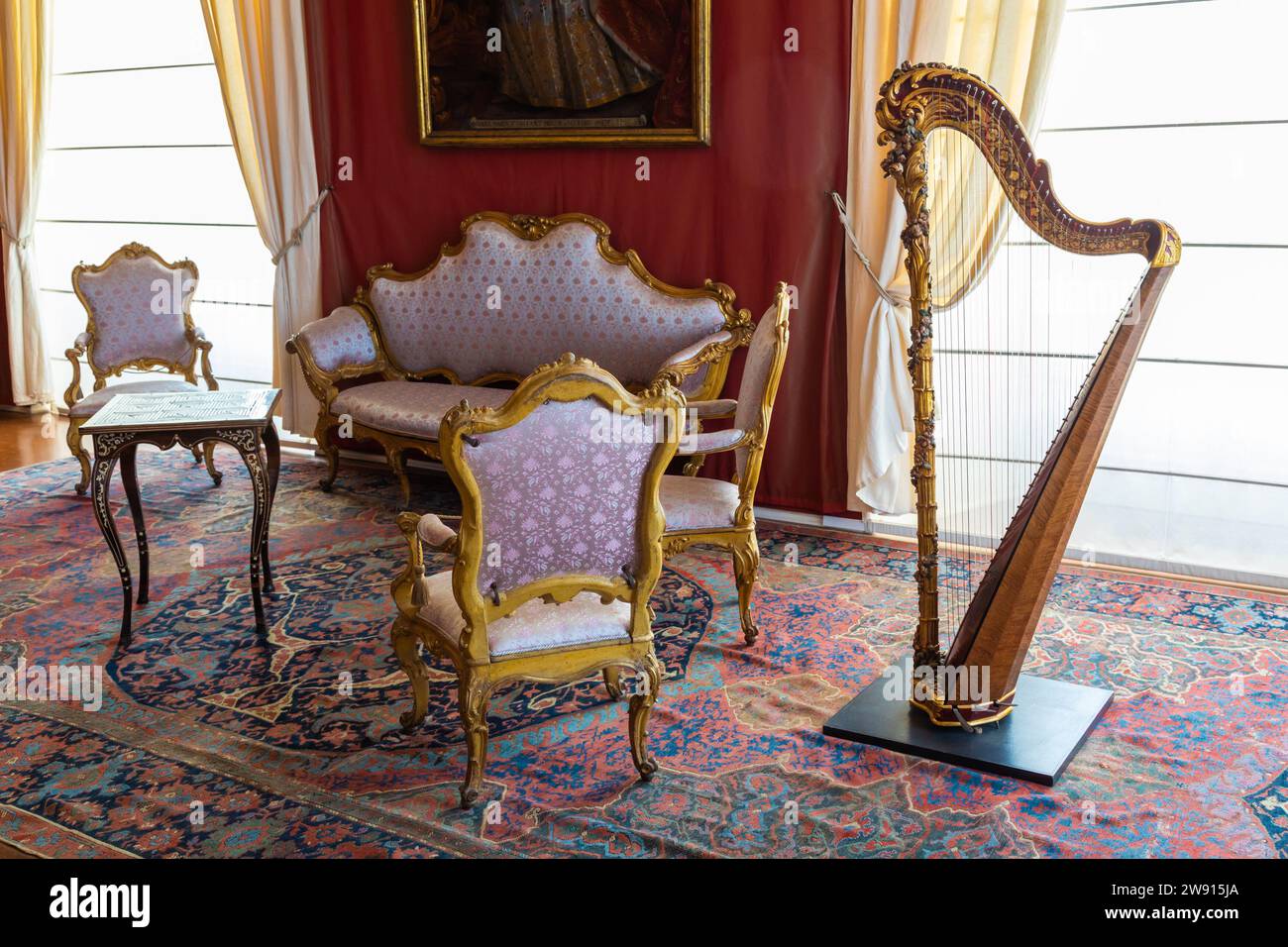 Venaria Reale, Italy - February 2023: luxury interior, old Royal Palace ...