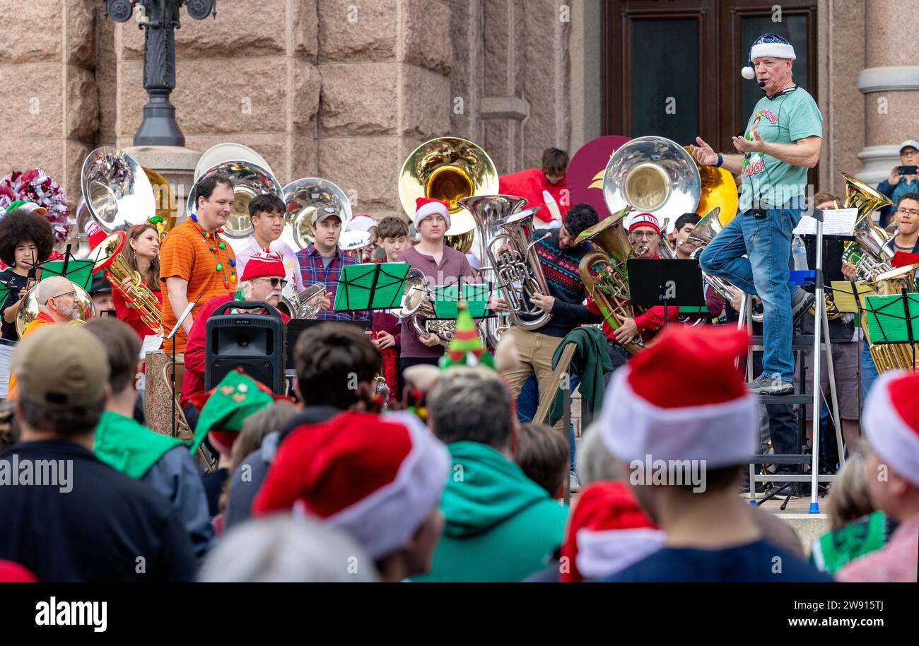 Over 100 musicians gather on the south steps of the Texas Capitol on ...