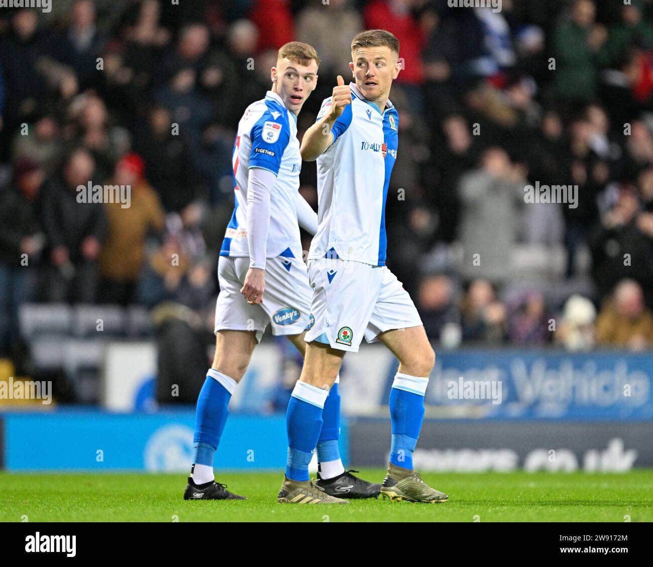 Adam Wharton #23 of Blackburn Rovers celebrates his goal and the ...
