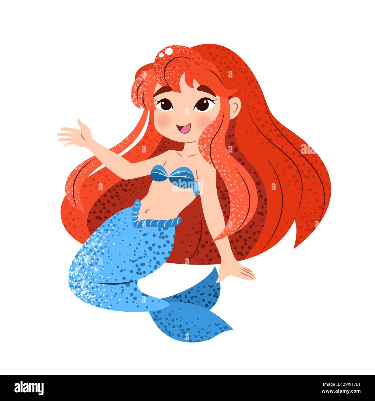 Cute little mermaid in flat style. Vector illustration Stock Vector ...