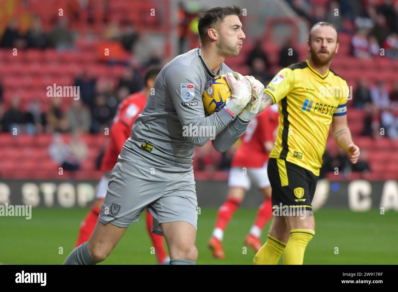 London, England. 23rd Dec 2023. Burton Albion goalkeeper Max Crocombe ... London, England. 23rd Dec 2023. Burton Albion goalkeeper Max Crocombe ...