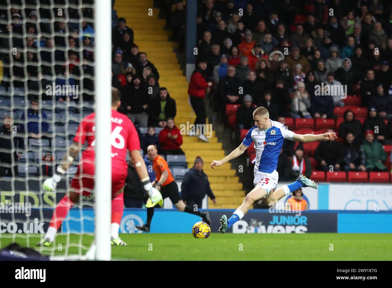 Blackburn Rovers' Adam Wharton (right) scores their side's first goal ...