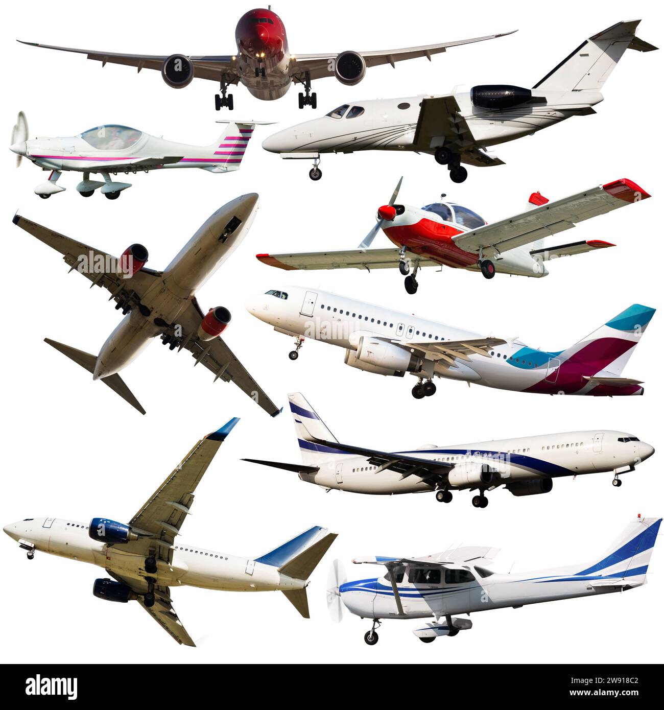 Collage of different civil airplanes Stock Photo - Alamy