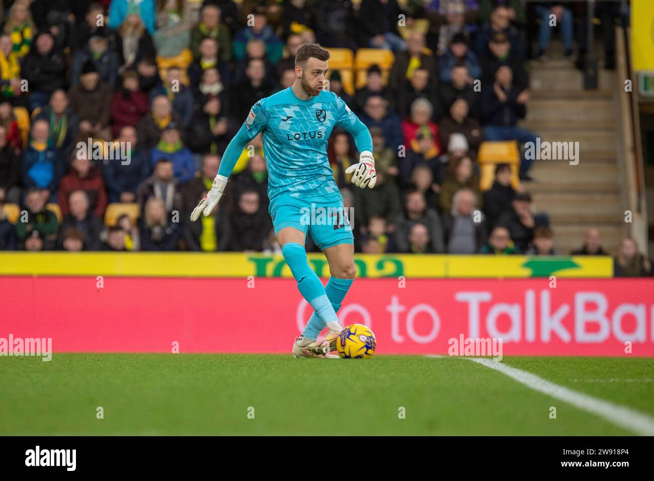 Norwich City Goalkeeper Angus Gunn on the ball during the Sky Bet ...