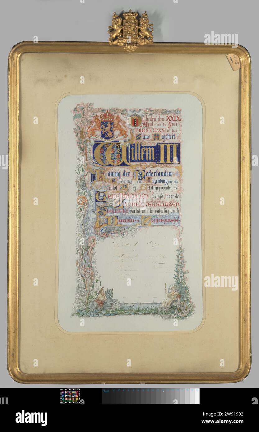 Opening of the Zuiderzesluizen (Oranjesluizen) in 1870 by King Willem ...