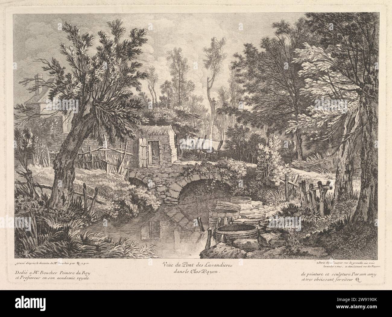 View of the Lavandieres Bridge at the Peasant House 1960 by Quentin ...