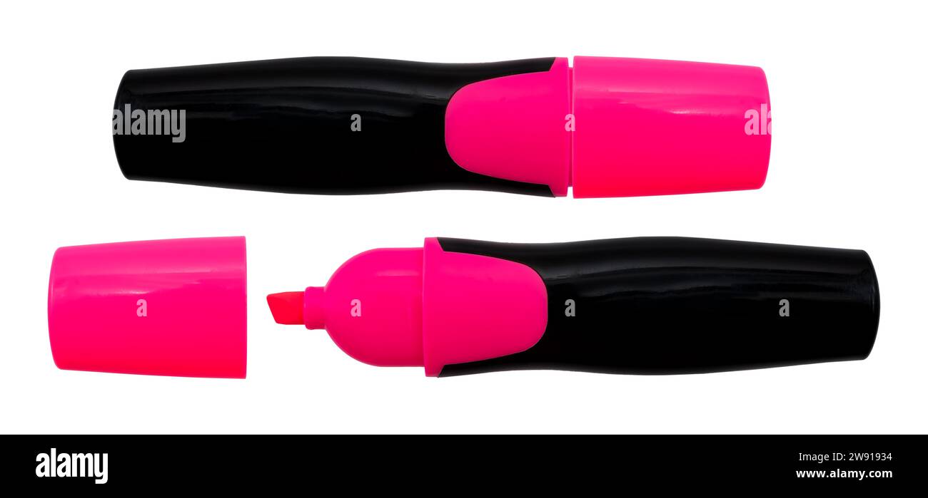 Permanent pink marker on a white background. Text marker for office and ...