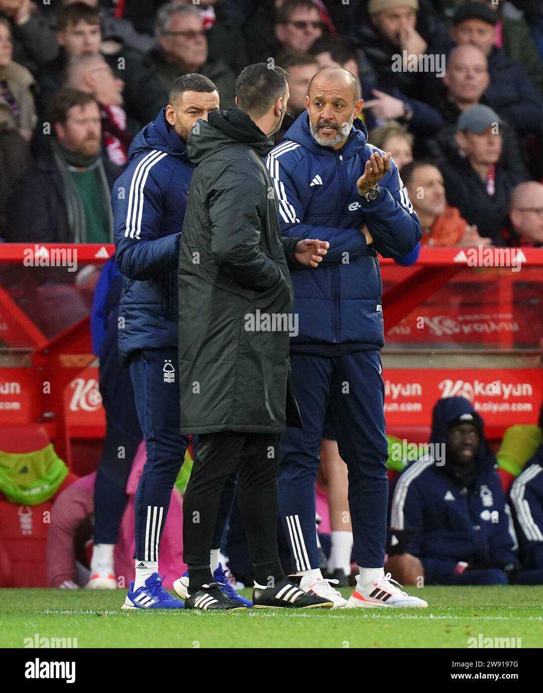 Nottingham Forest manager Nuno Espirito Santo speaks to the fourth ...