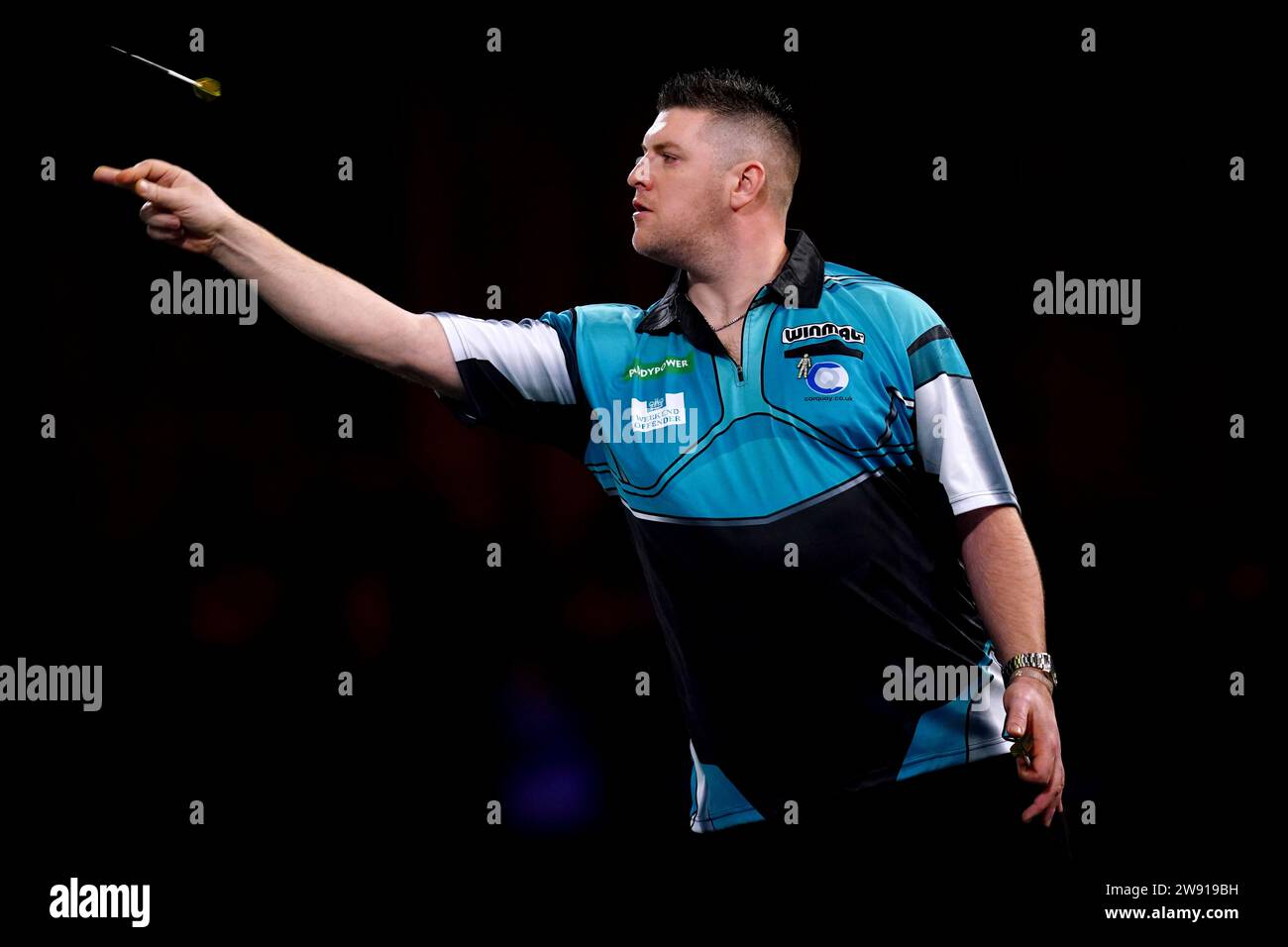 Daryl Gurney during his match against Steve Beaton on day nine of the ...