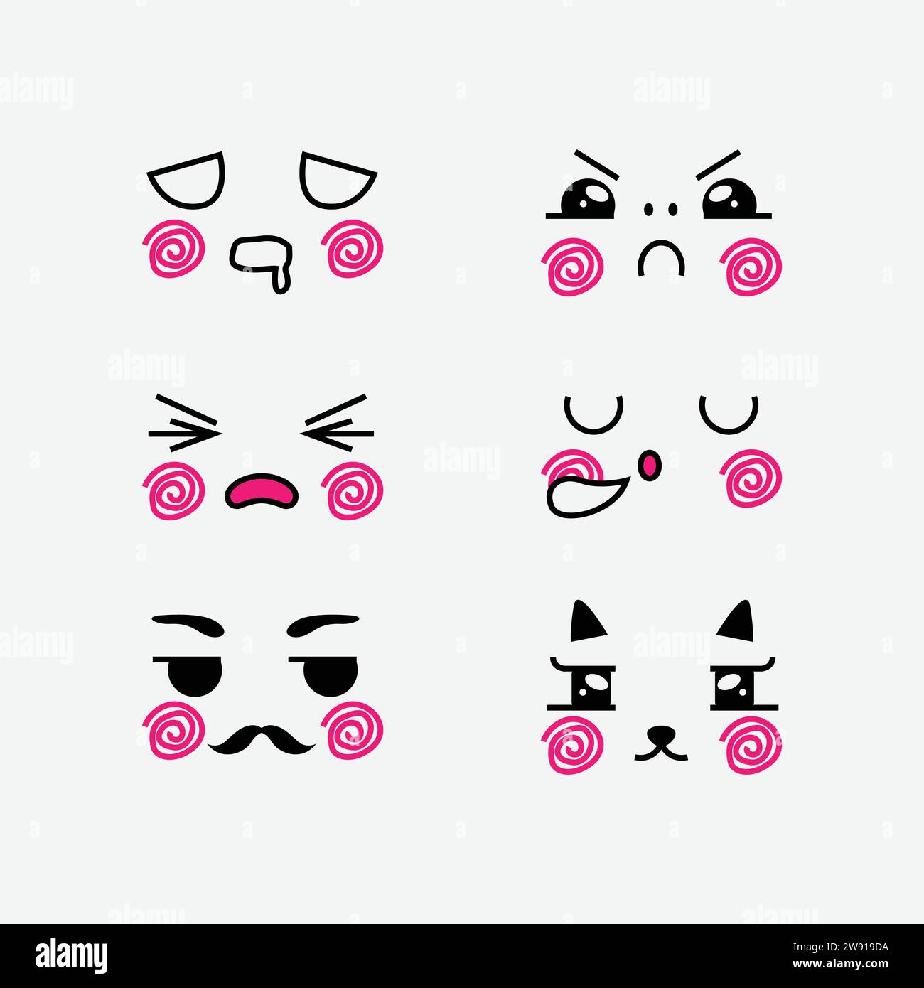 Set of cute eyes expressive emotion face design illustration Stock ...