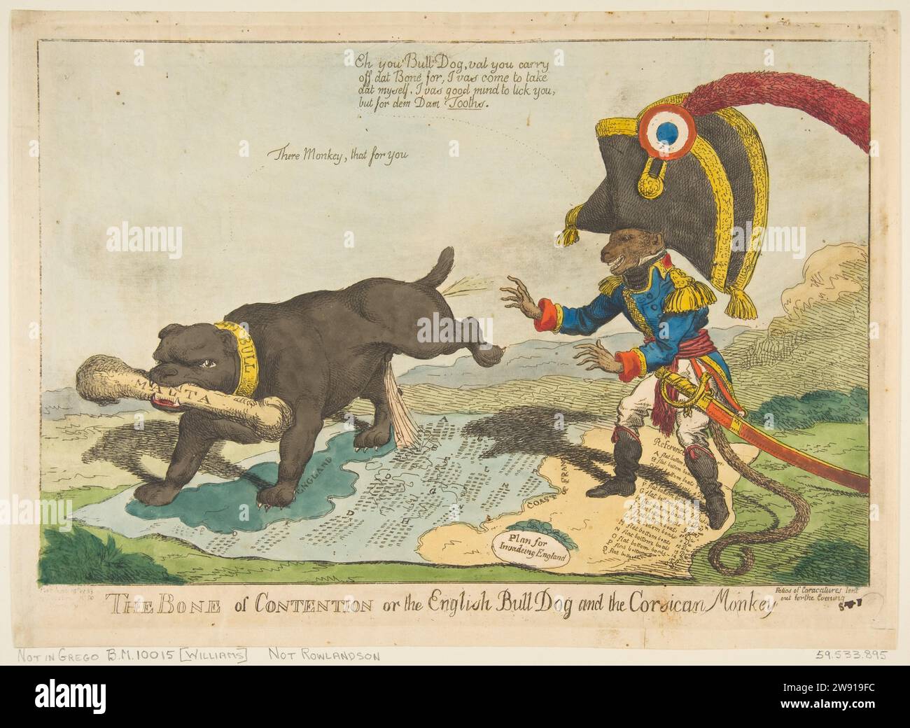 The Bone of Contention or the English Bull Dog and the Corsican Monkey ...
