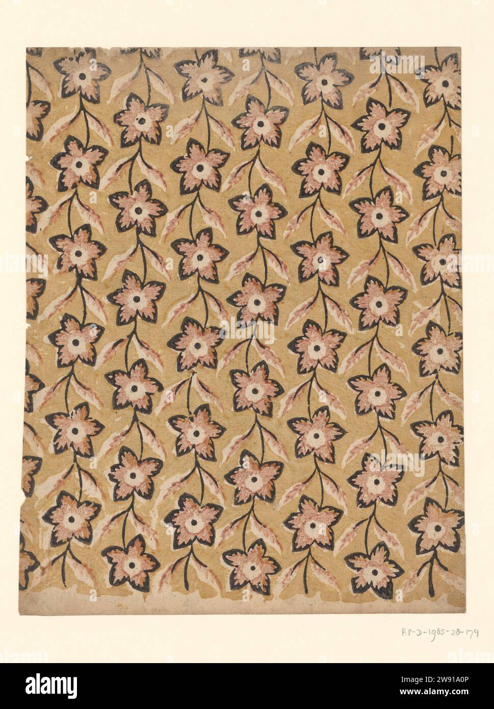 Leaf with lanes pattern of flowers connected to each other, anonymous ...