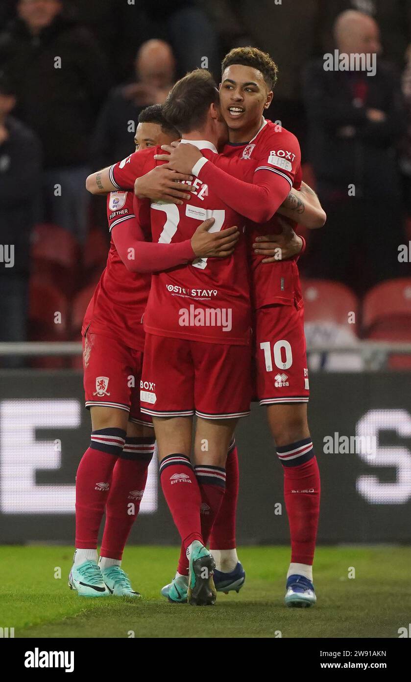 Middlesbrough's Morgan Rogers celebrates scoring their side's first ...