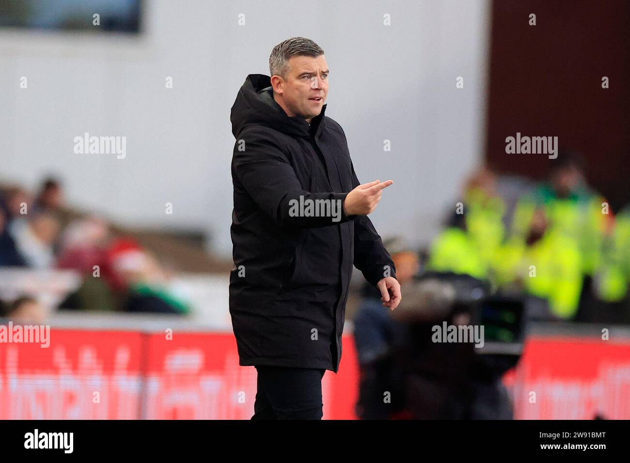Steven Schumacher the Stoke City manager on the sidelines during the ...