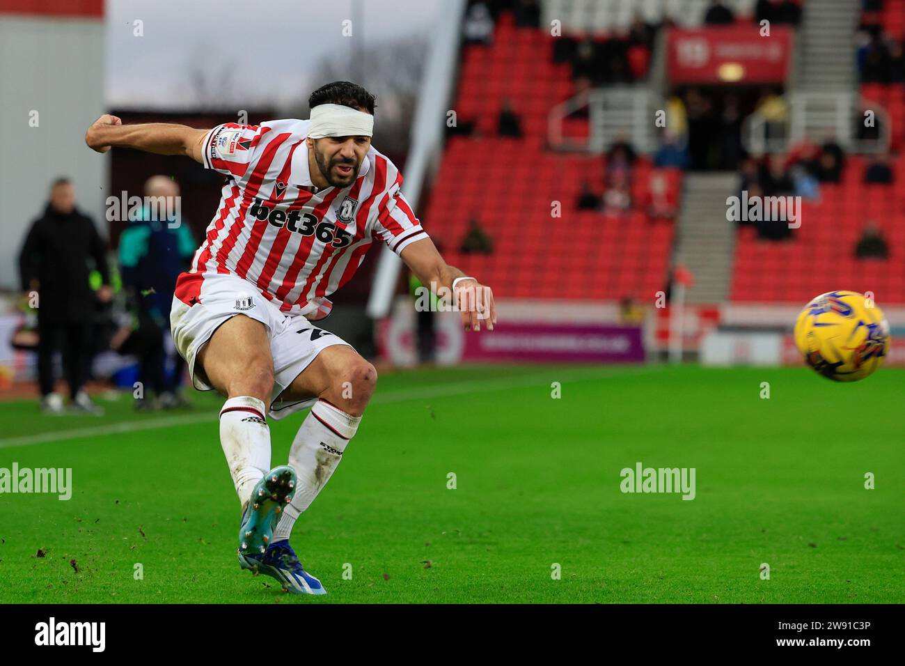 Mehdi Leris #27 of Stoke City crosses the ball during the Sky Bet ...