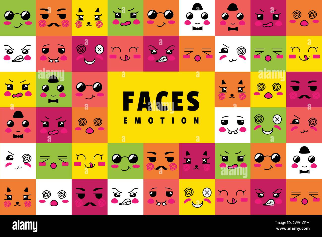 Simple flat design emotion faces background design Stock Vector Image ...