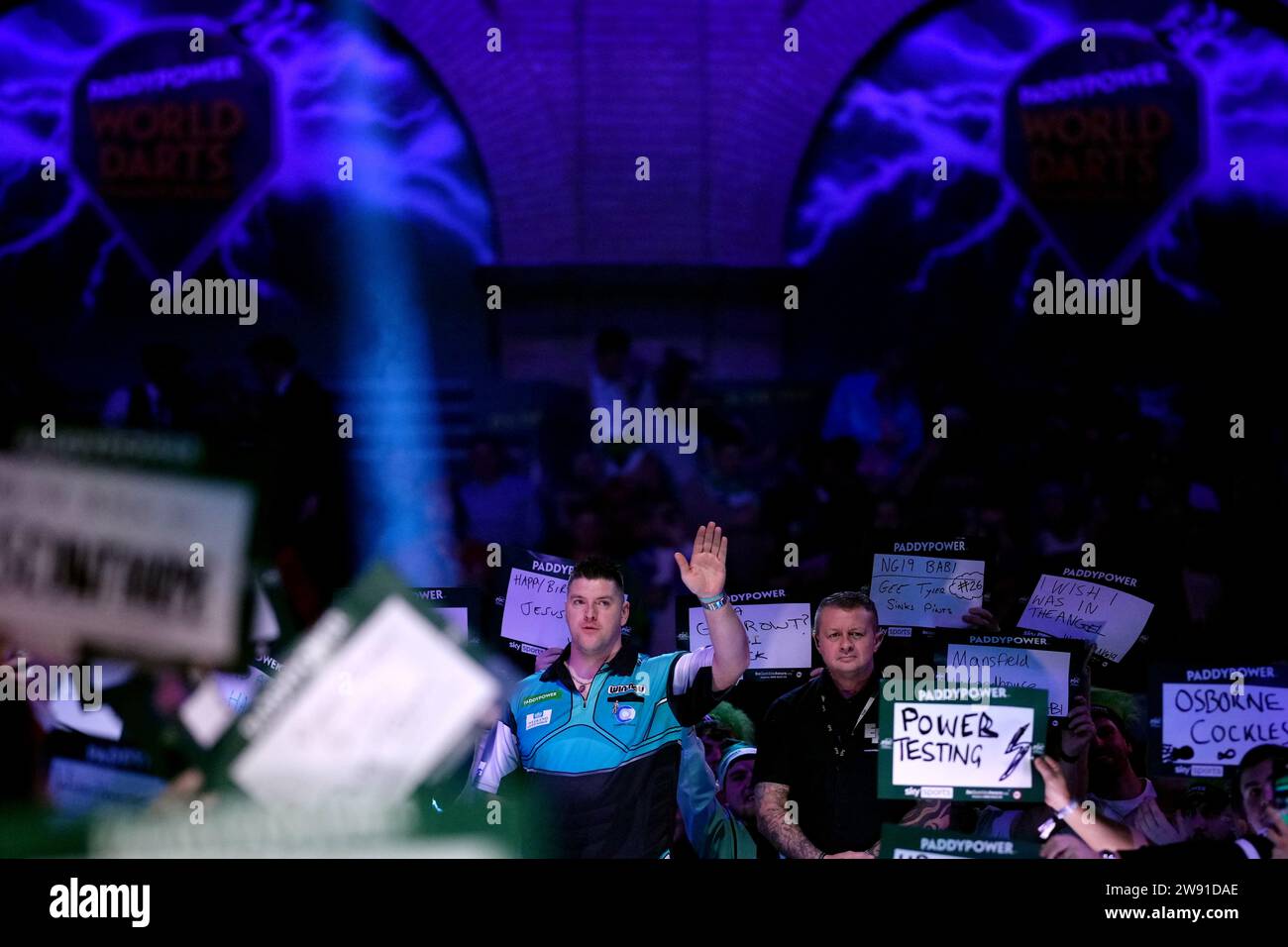 Daryl Gurney before his match against Steve Beaton on day nine of the ...