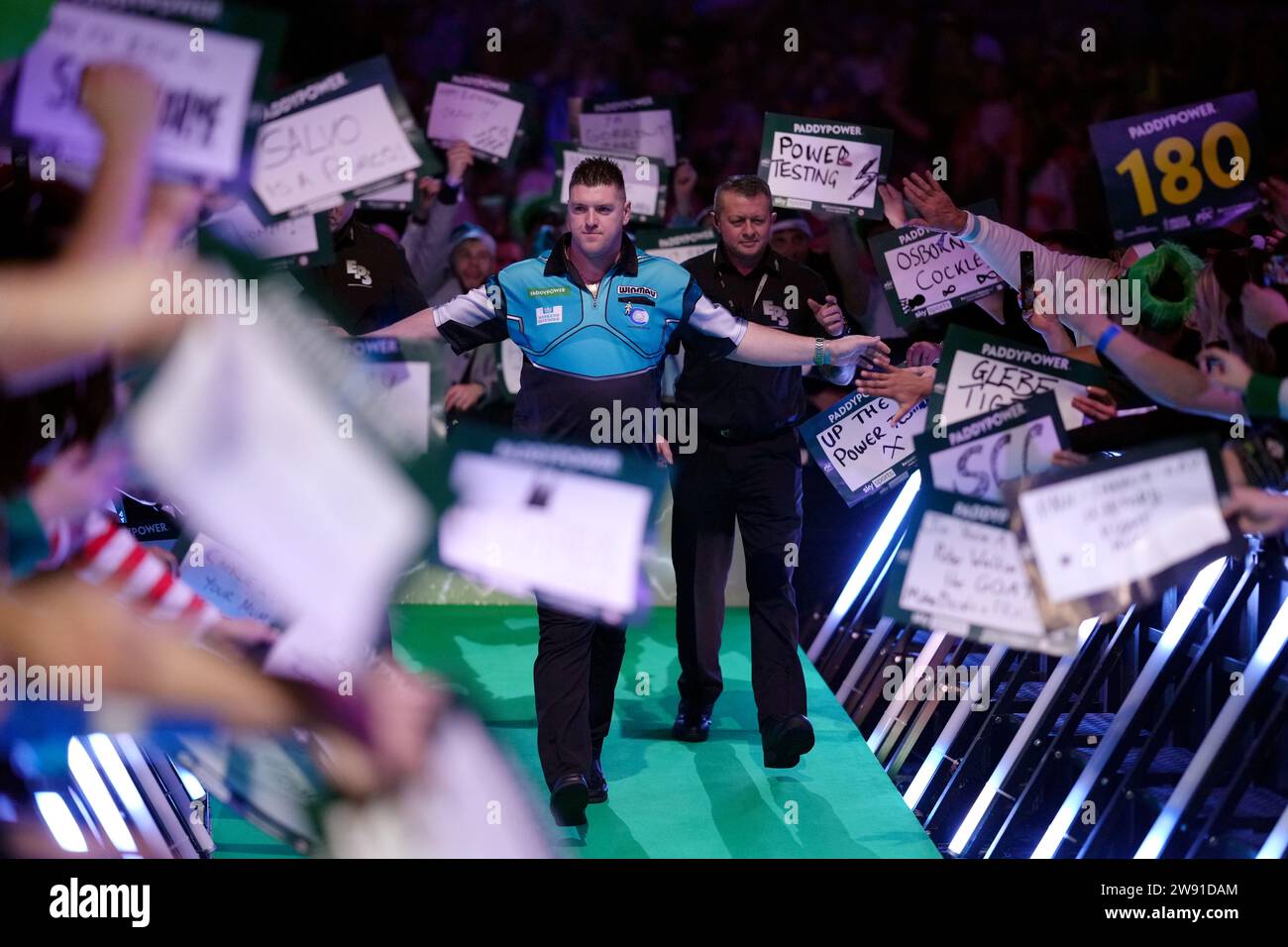 Daryl Gurney before his match against Steve Beaton on day nine of the ...
