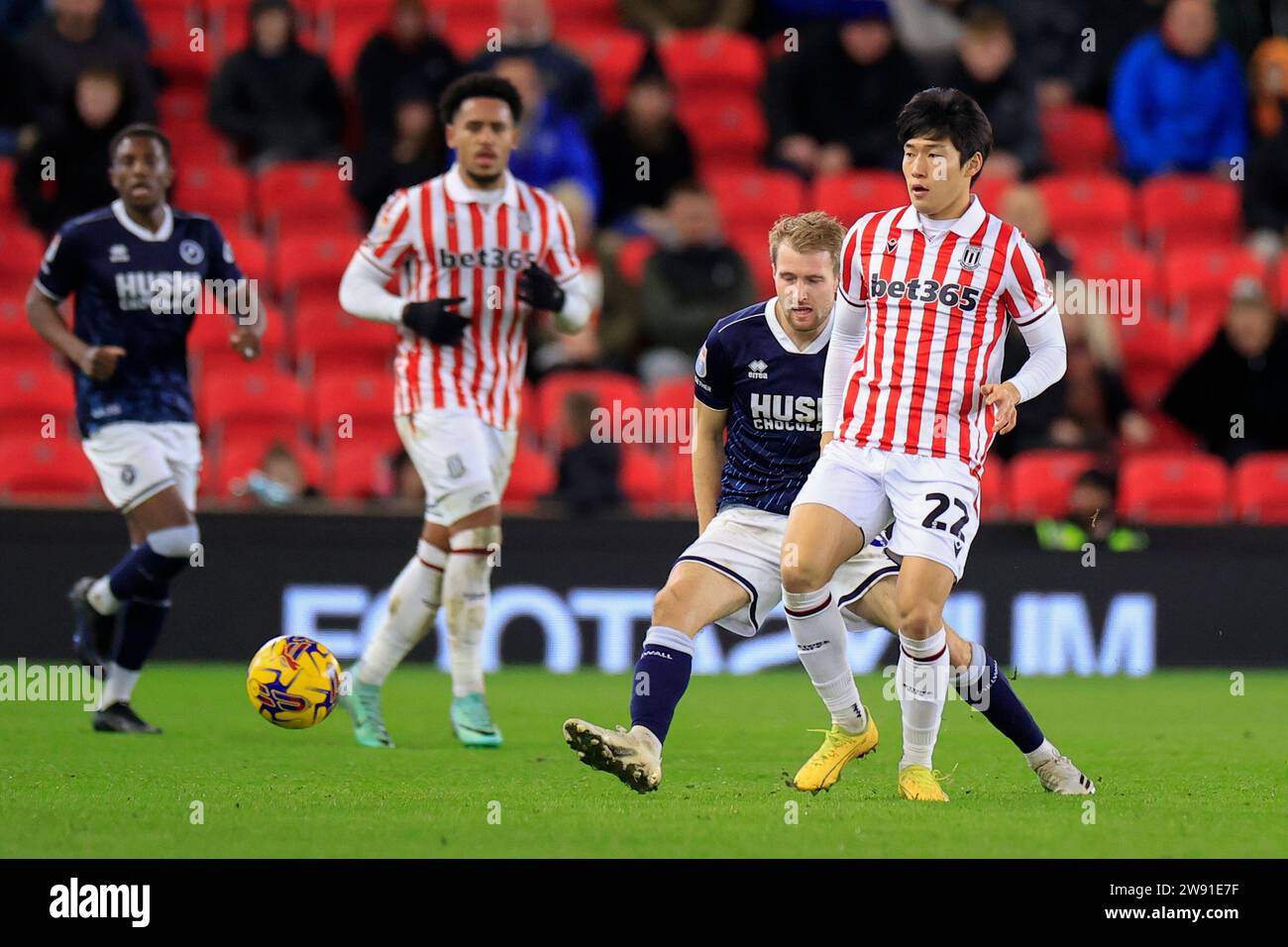 Bae Jun-Ho #22 of Stoke City passes the ball during the Sky Bet ...