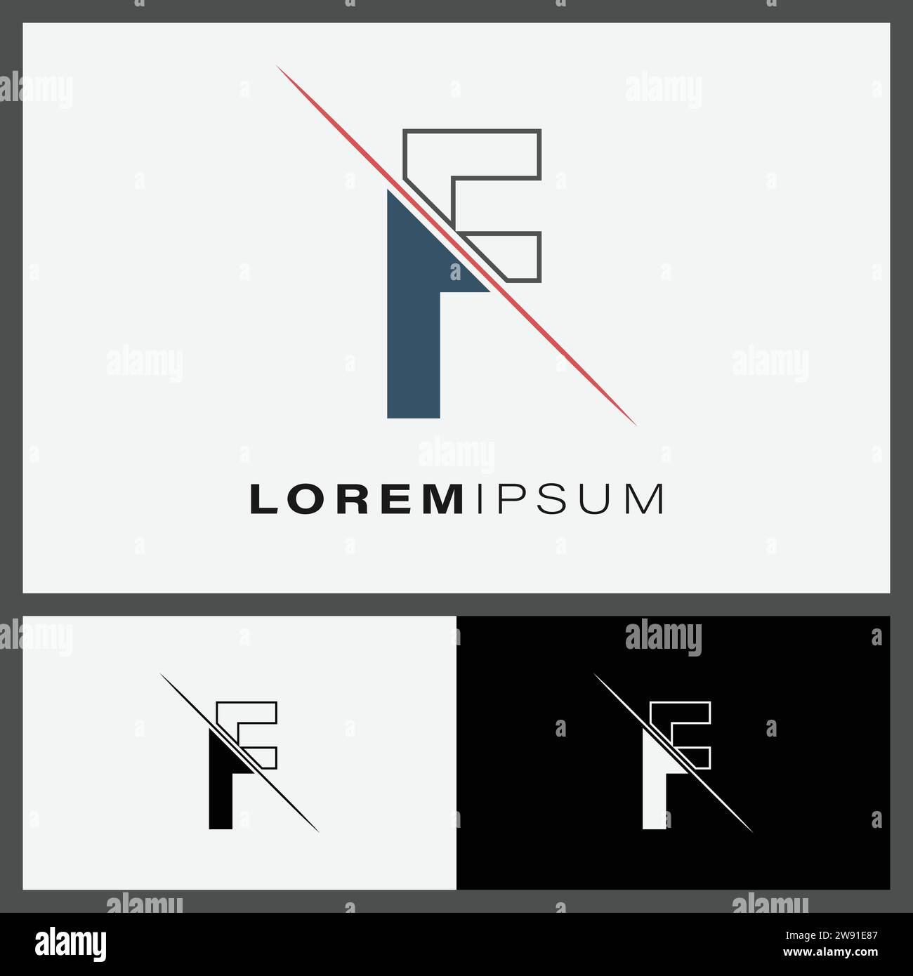 Letter F cutting logo icon with line cut in the middle. Creative ...