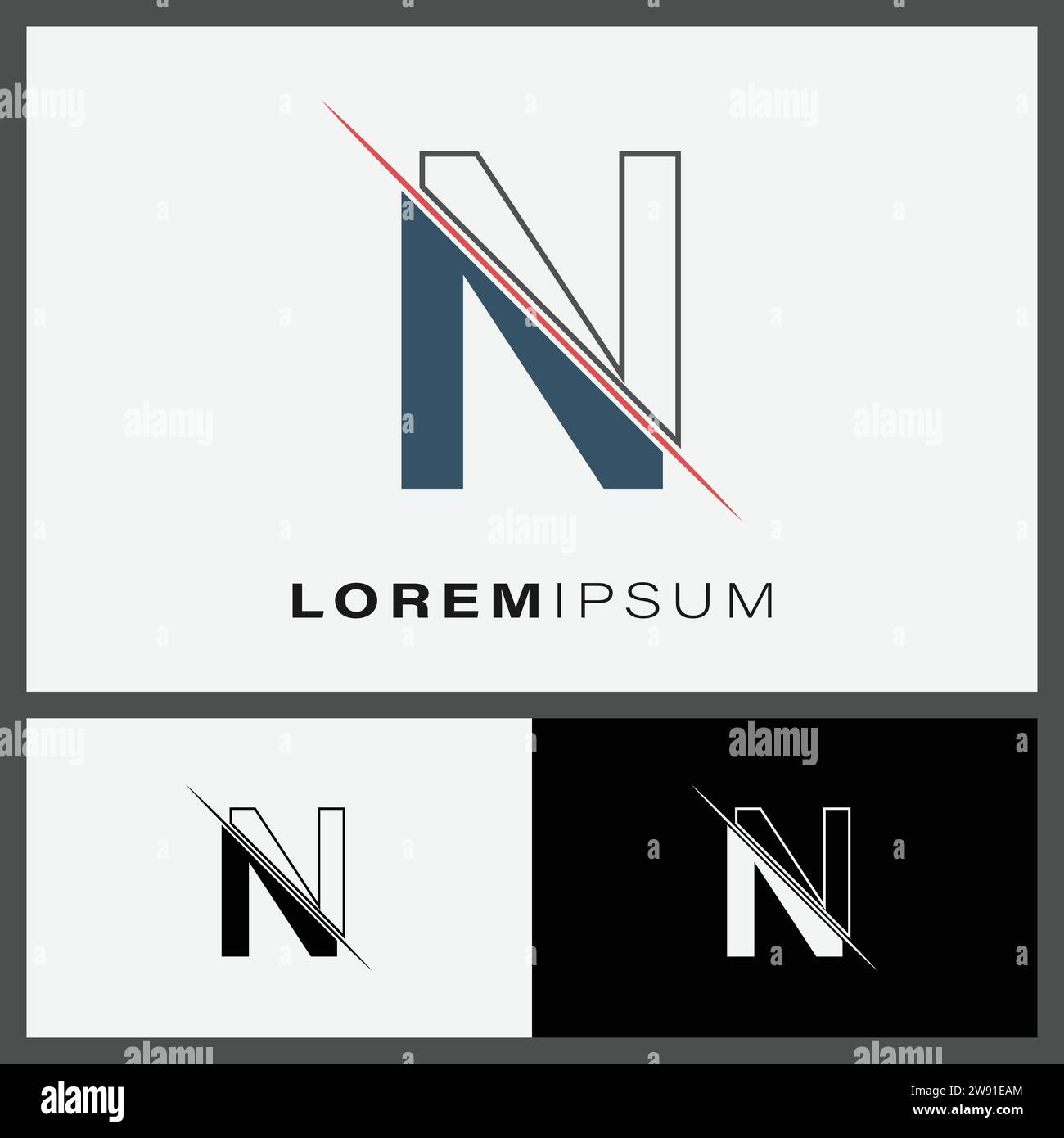 Letter N cutting logo icon with line cut in the middle. Creative ...