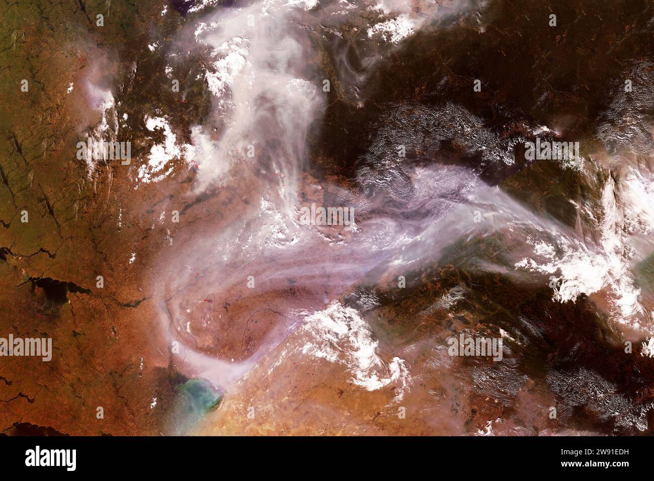 Forest fires, view from space. Elements of this image furnished by NASA ...