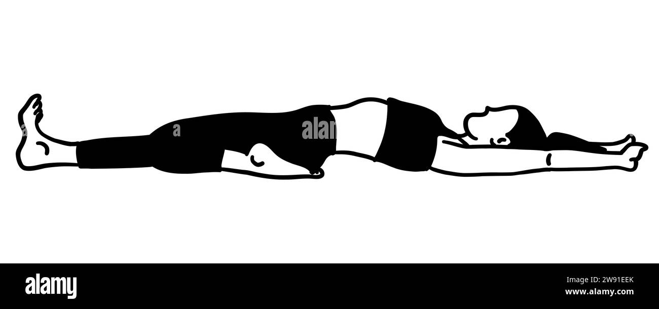 Training in yoga pose female character. Meditation, pilates, mental ...