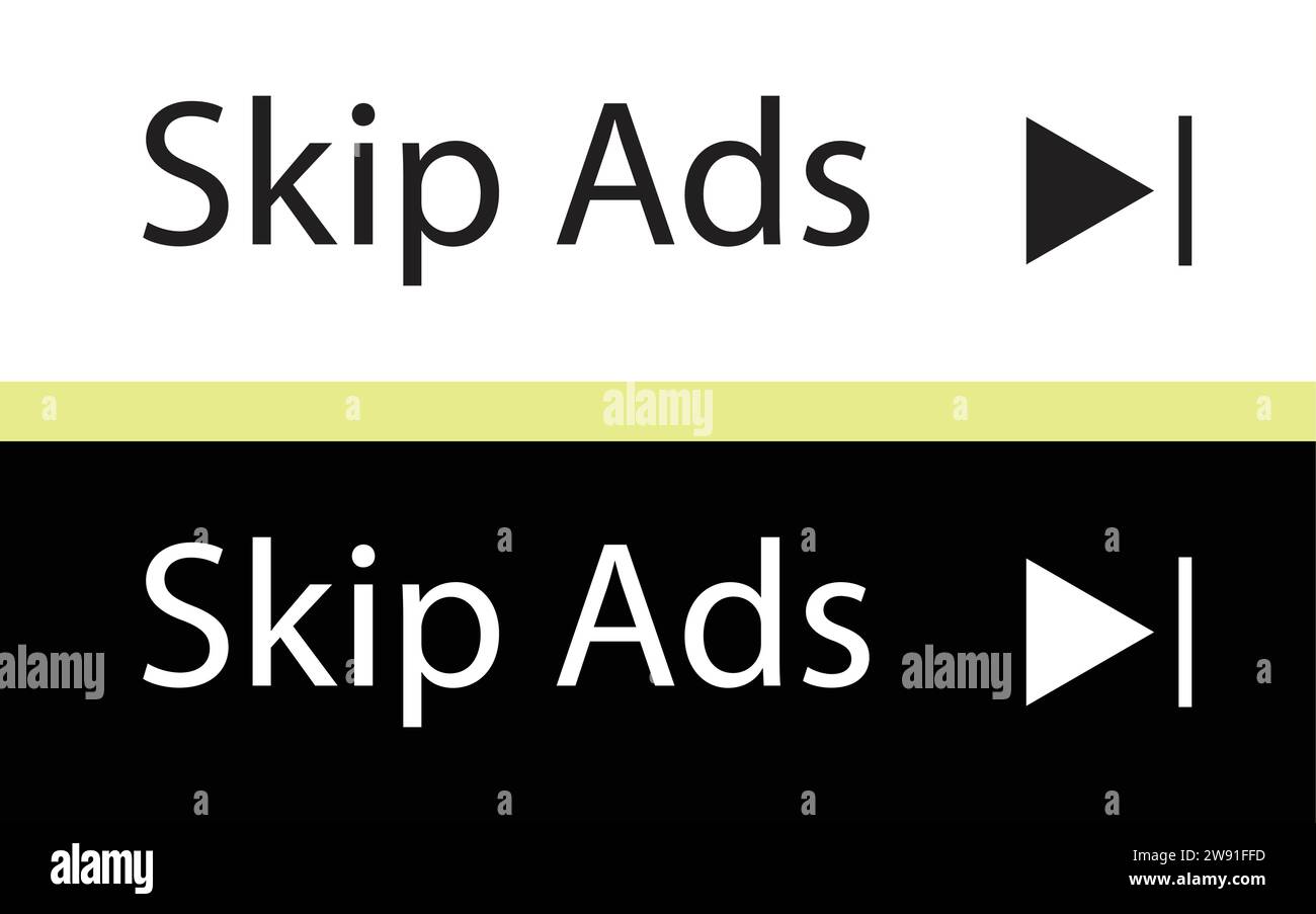 Skip Ad button Black and white collection vector | Advertising skip Stock Vector Image & Art - Alamy