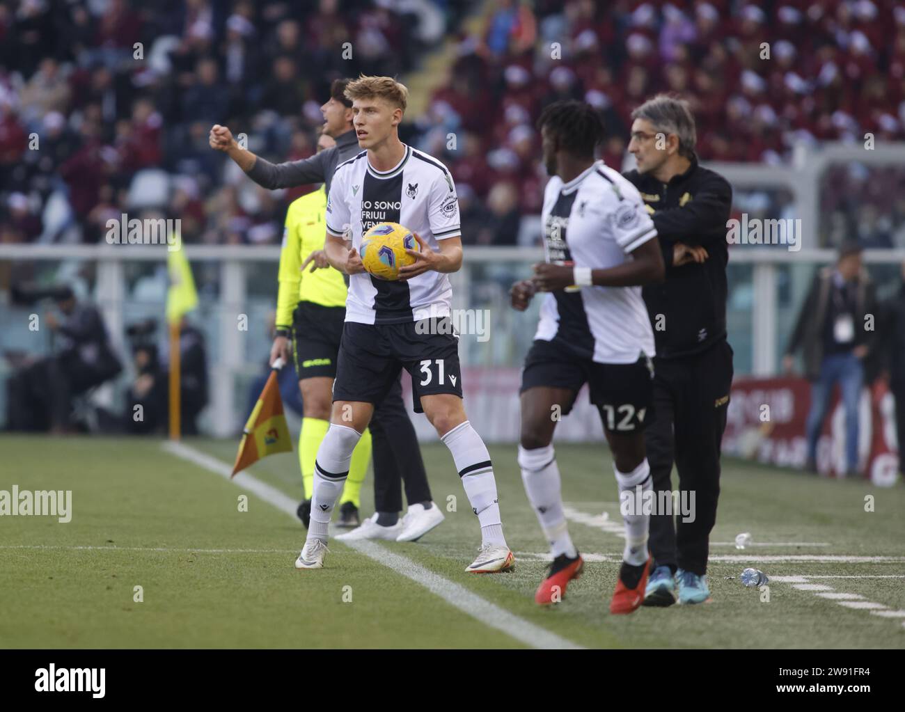 Turin, Italy. 23rd Dec, 2023. Thomas Kristensen of Udinese Calcio ...