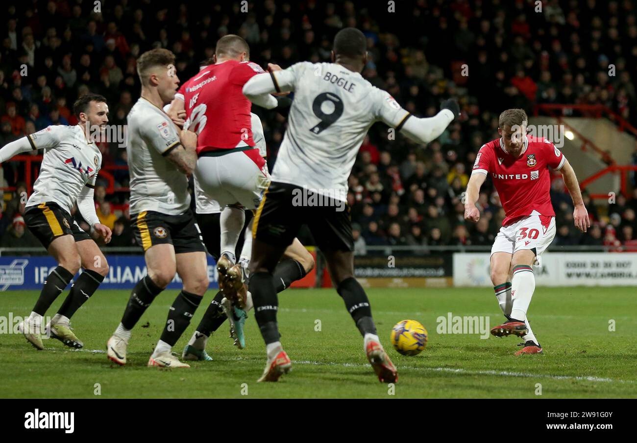 Wrexham’s James Jones scores their side's first goal of the game during ...