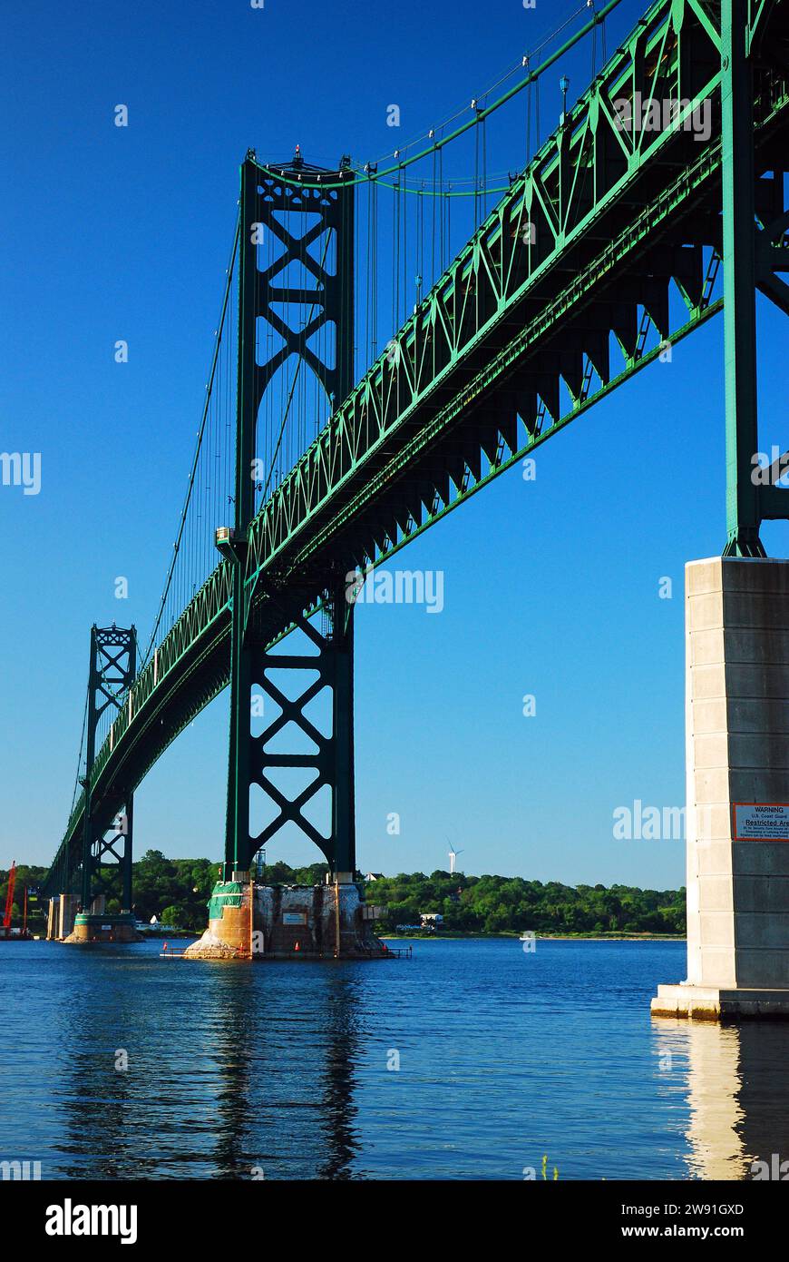 The Bristol Mt Hope Suspension Bridge spans a short strait in the ...