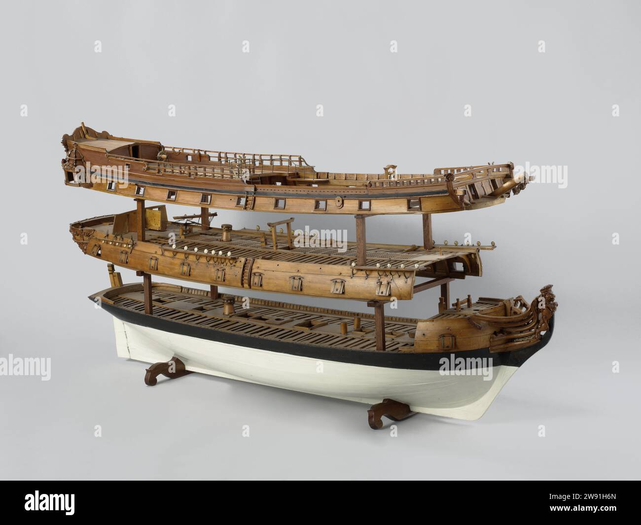 Model of a 40-gun warship, anonymous, 1738 ship model. hull model ...