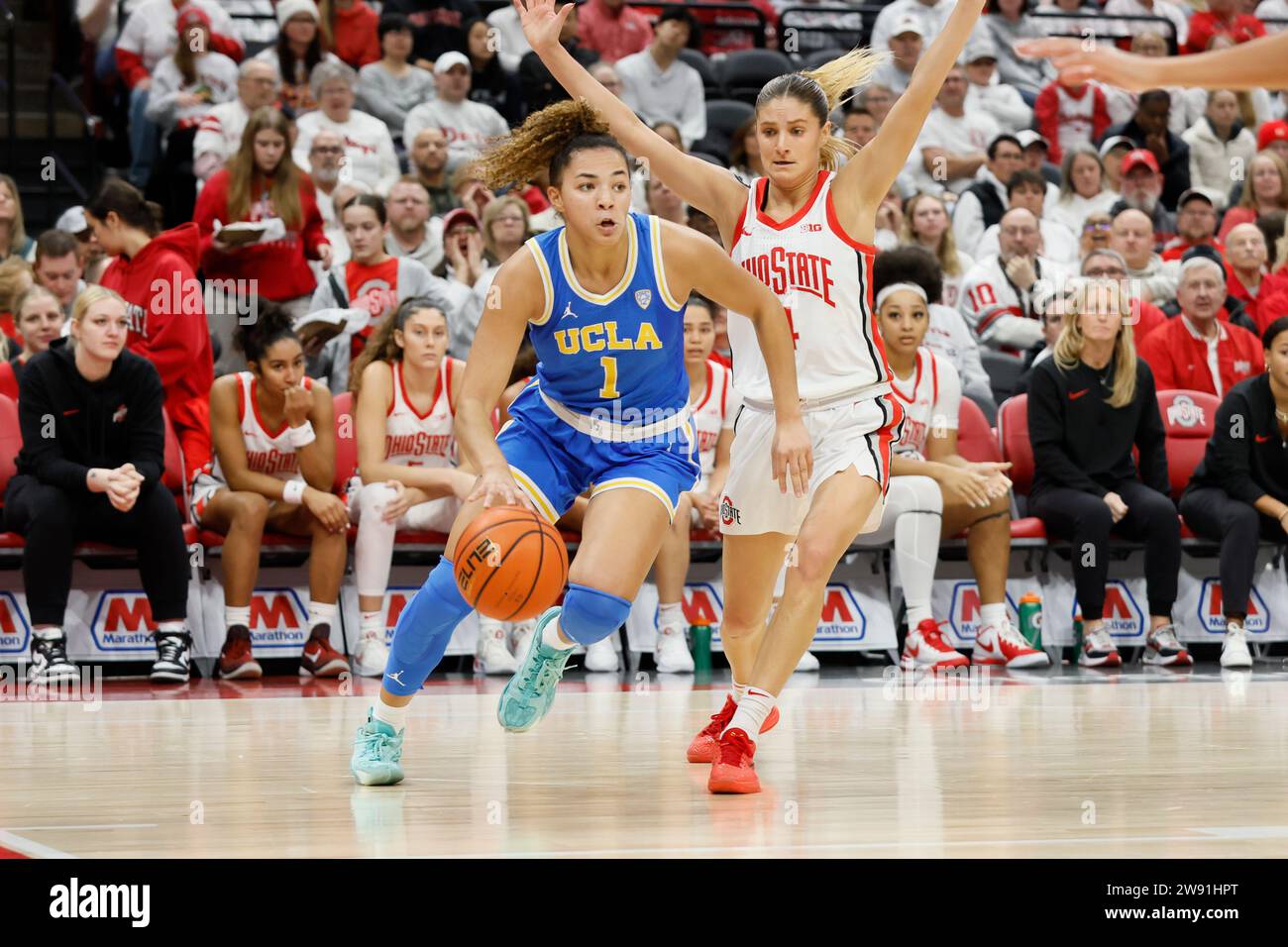 UCLA's Kiki Rice plays against Ohio State during an NCAA college ...