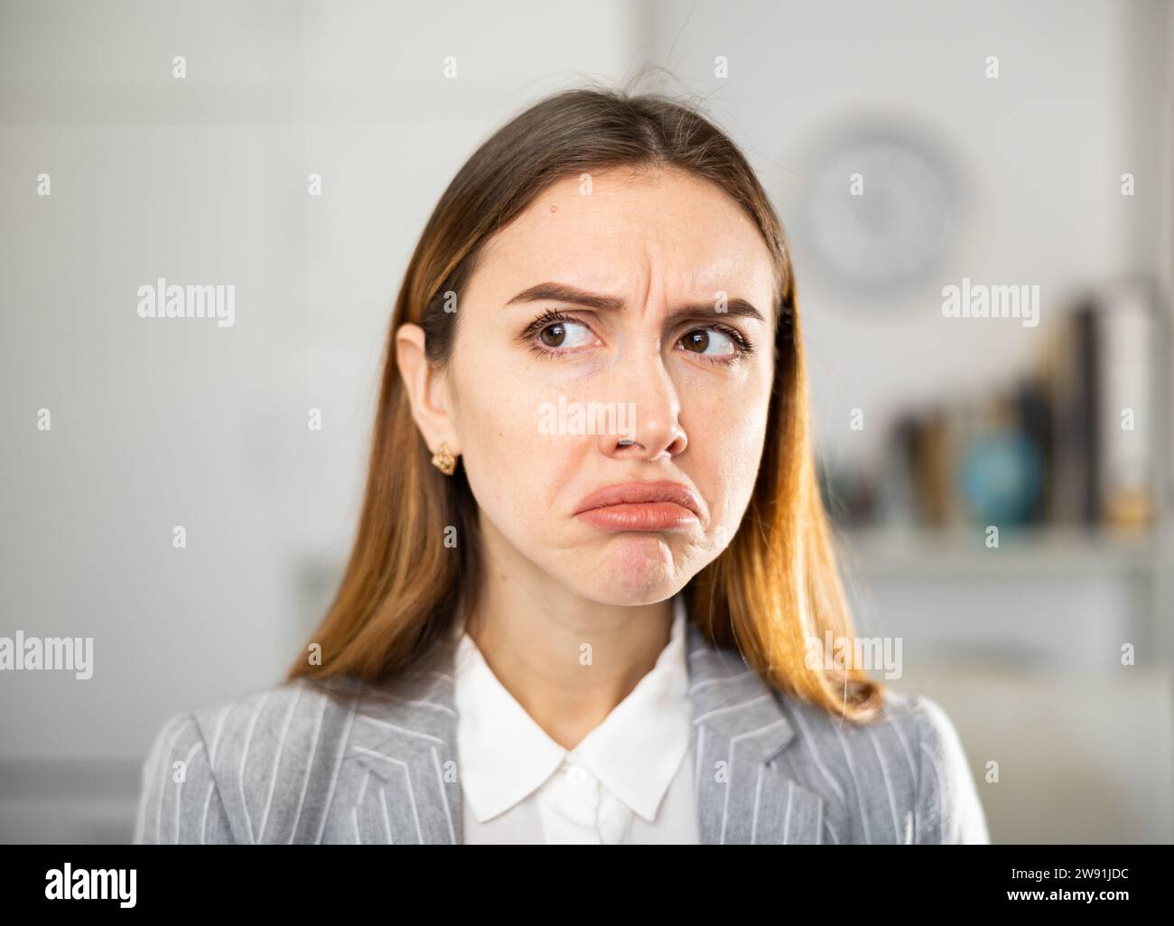 Portrait of unhappy frustrated business lady Stock Photo - Alamy