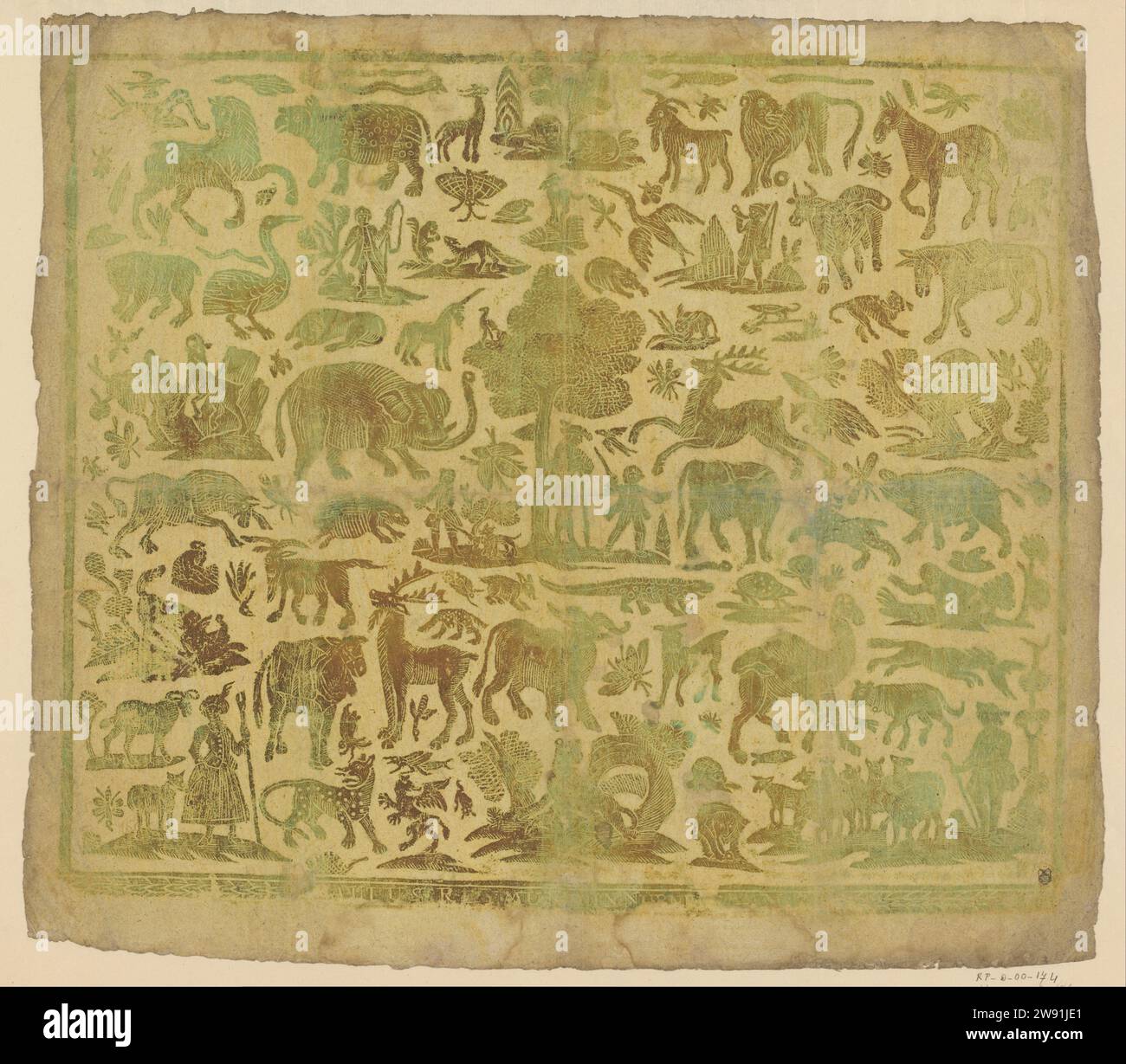 Animal leaf, Paul Reimund, 1783 - 1815 brocade paper Sheet with animals ...