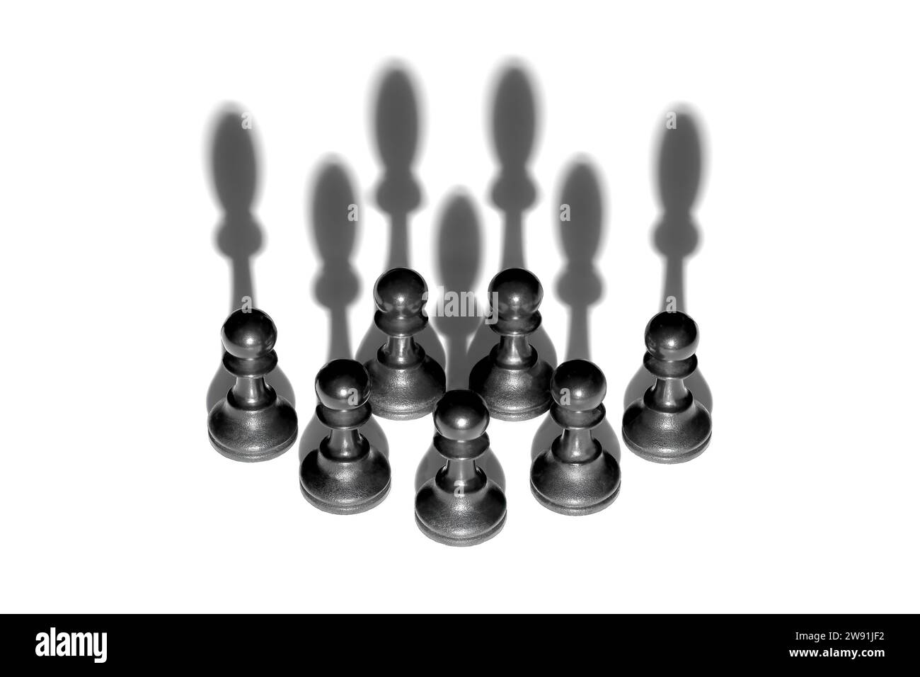 Group of black chess pawns with shadows forming a queen crown Stock ...