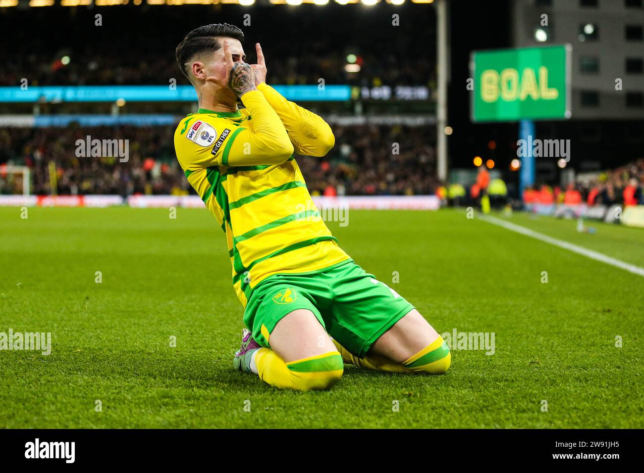 Norwich City's Borja Sainz celebrates scoring their side's second goal ...