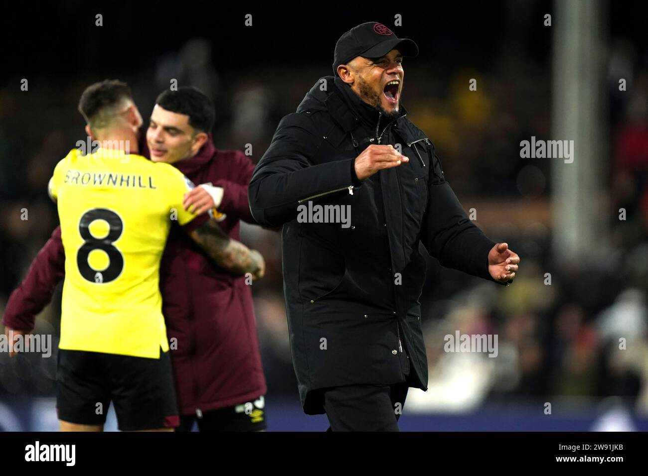 Burnley manager Vincent Kompany celebrates victory after the final ...