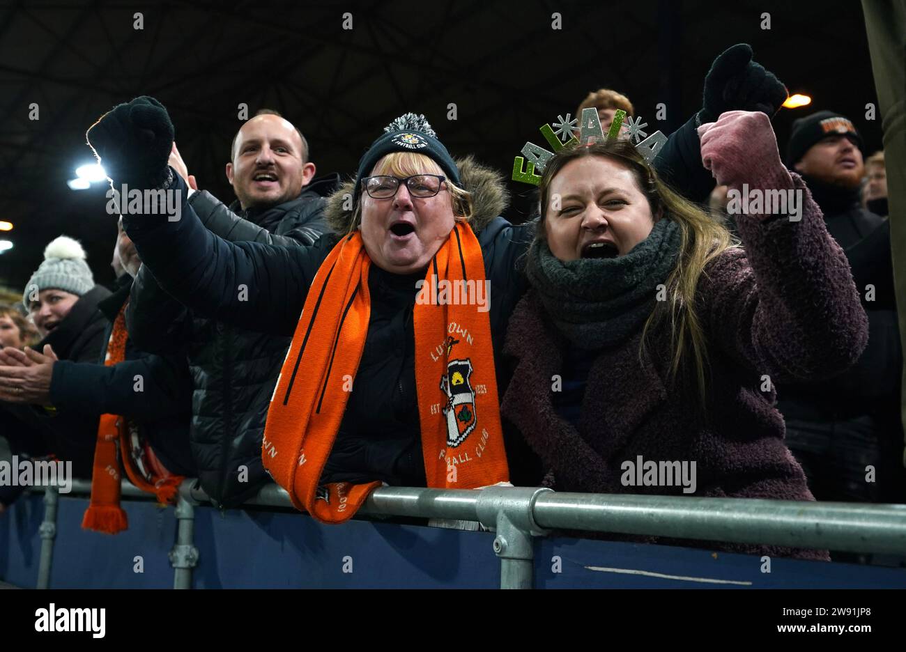 Luton Town fans celebrate after the Premier League match at Kenilworth ...