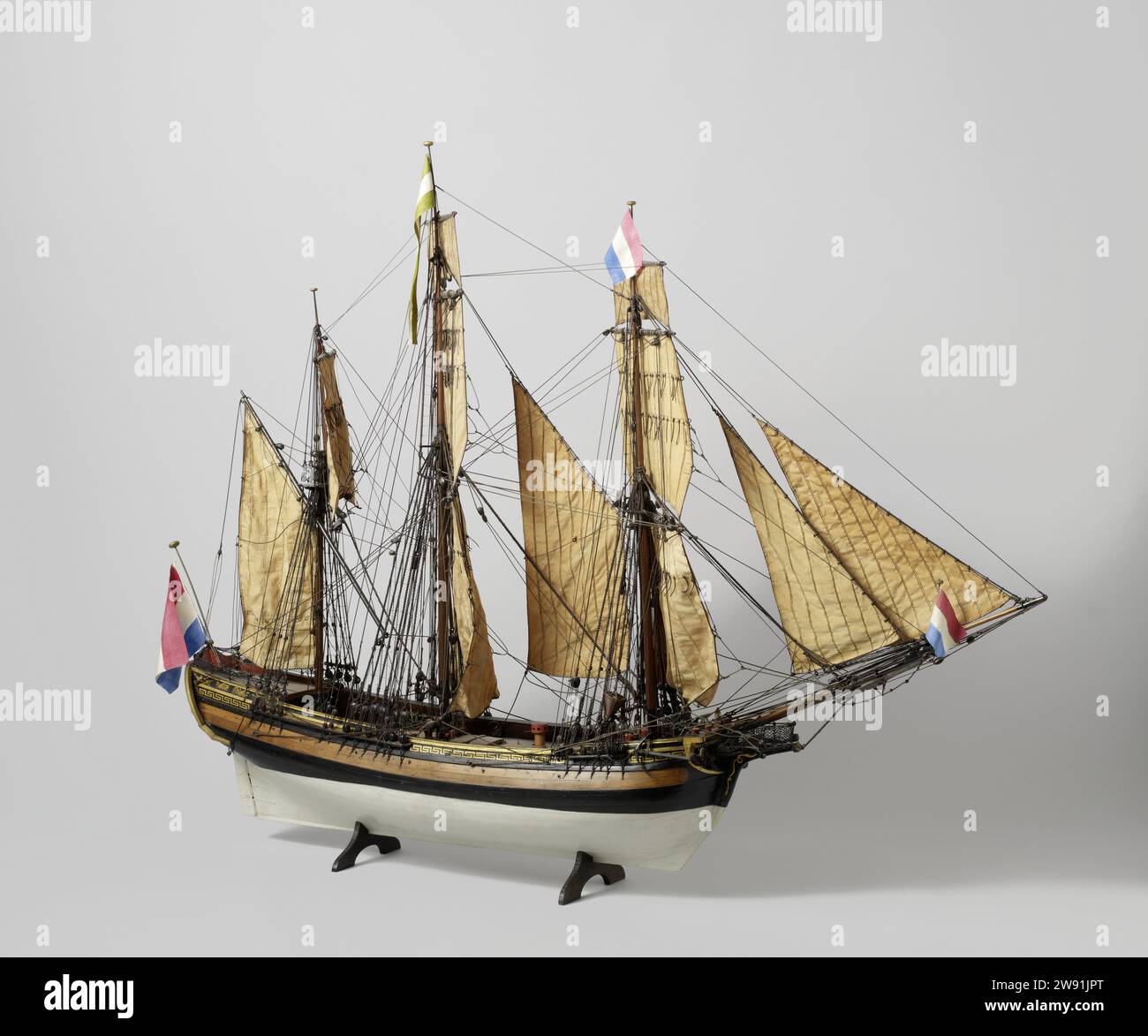 Model of a Polacre, anonymous, c. 1815 - c. 1850 ship model. fully ...