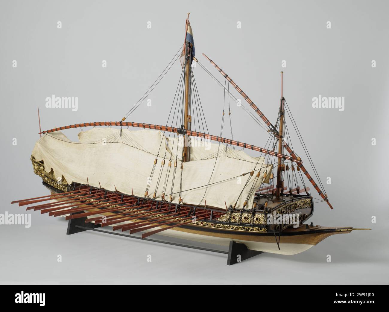 Model of a galley, anonymous, c. 1700 - c. 1750 ship model. fully ...