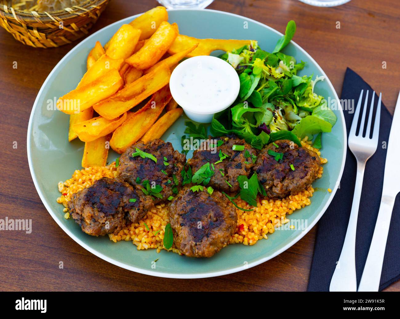 Turkish meatball traditional kofte. Spicy meatballs kebab Stock Photo ...