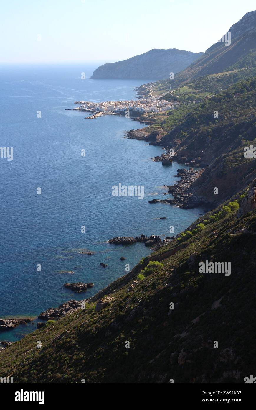 View from the heights of Marettimo on the only village on the island ...