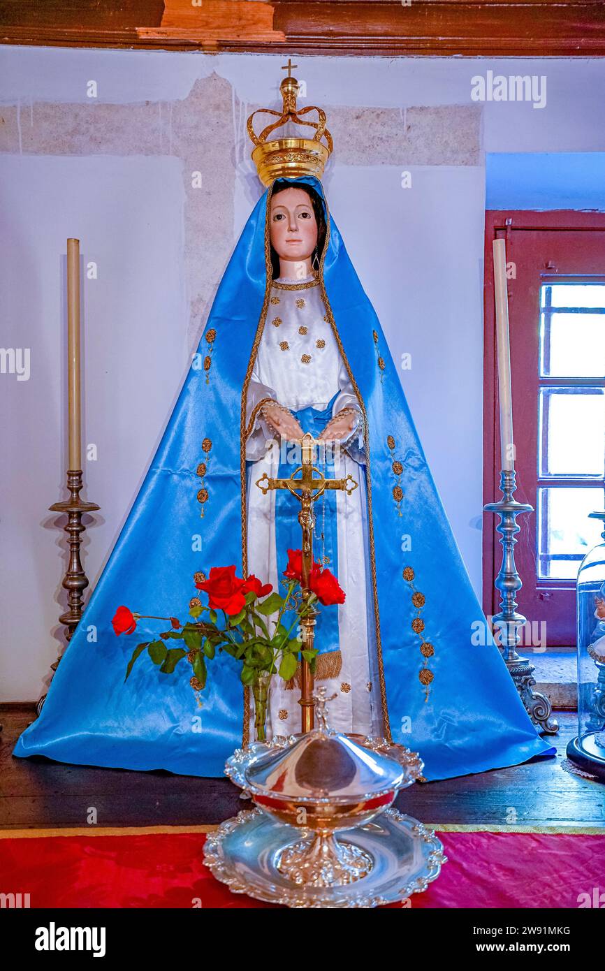 inside the sanctuary, statue in honor of Nossa Sra do Pranto in Dornes ...
