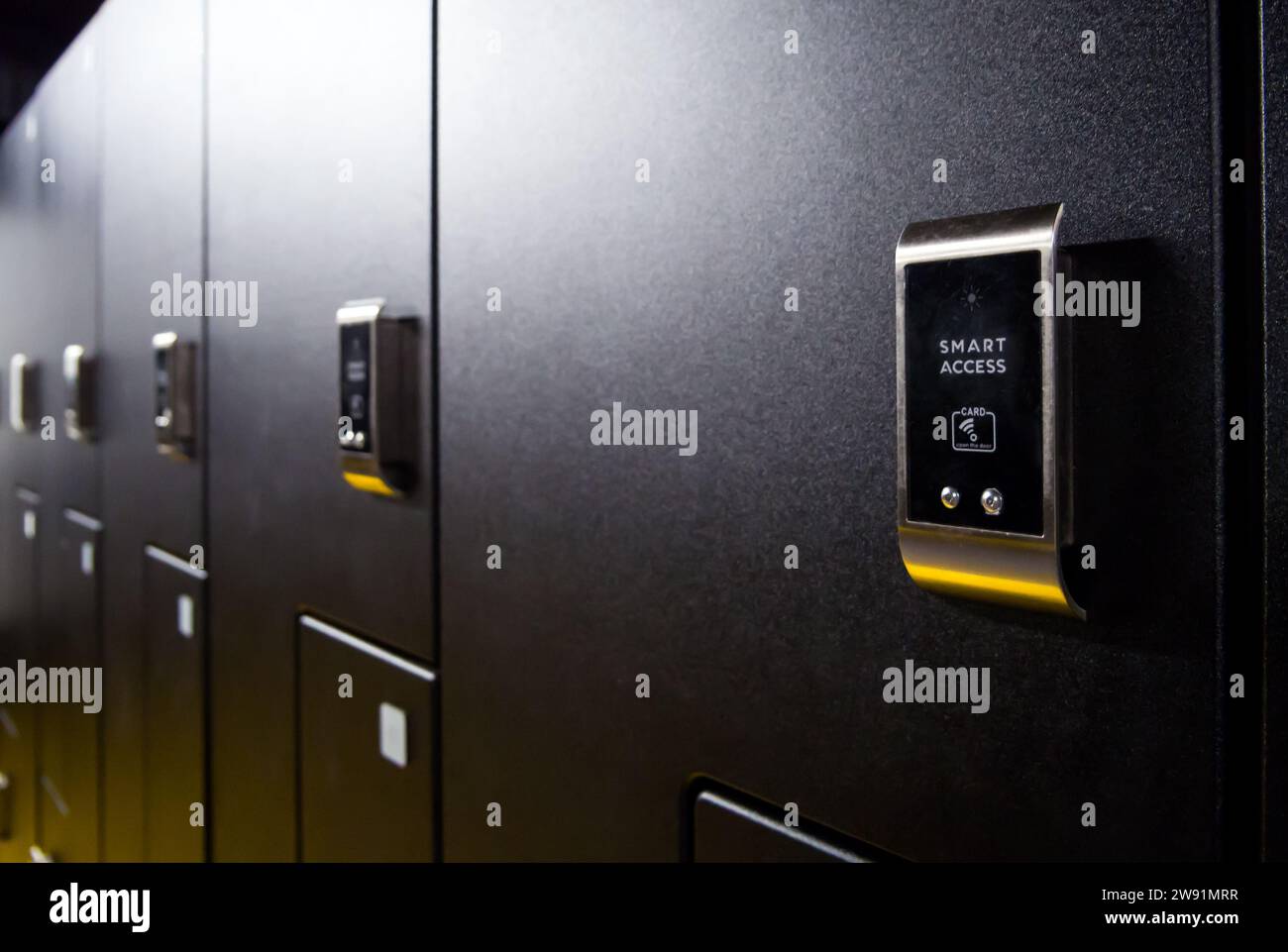 Modern lockers in the locker room equipped with proximity locks Stock ...