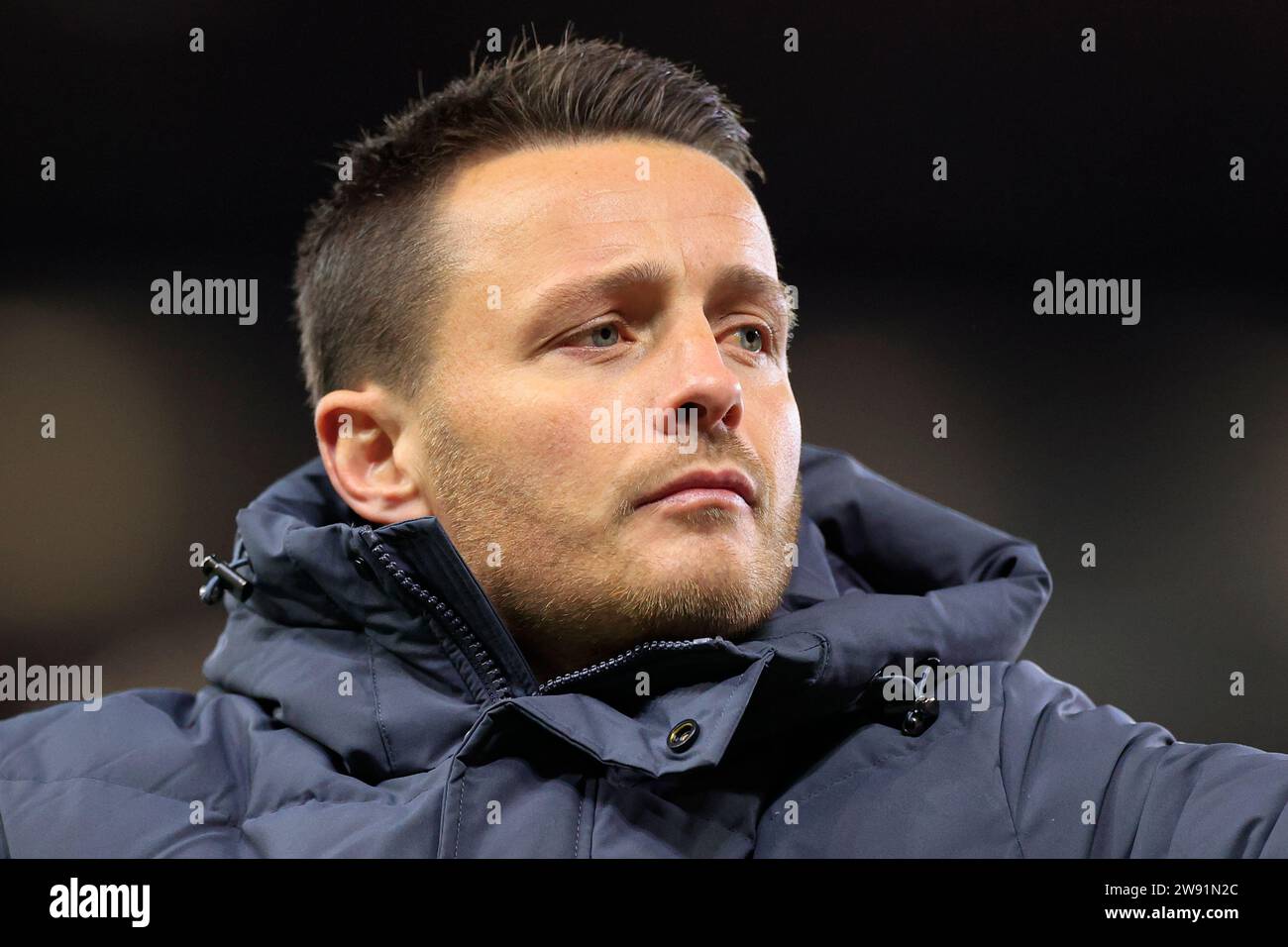 Stoke On Trent, UK. 23rd Dec, 2023. Joe Edwards the Millwall manager ...
