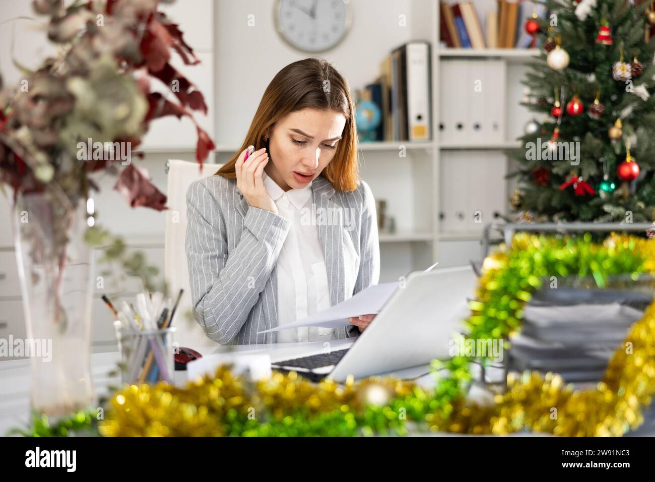 Sad office worker made mistake in document Stock Photo - Alamy