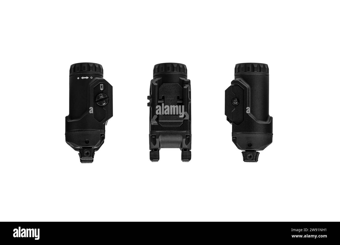 Modern LED flashlight with weapon mount. Underbarrel tactical ...