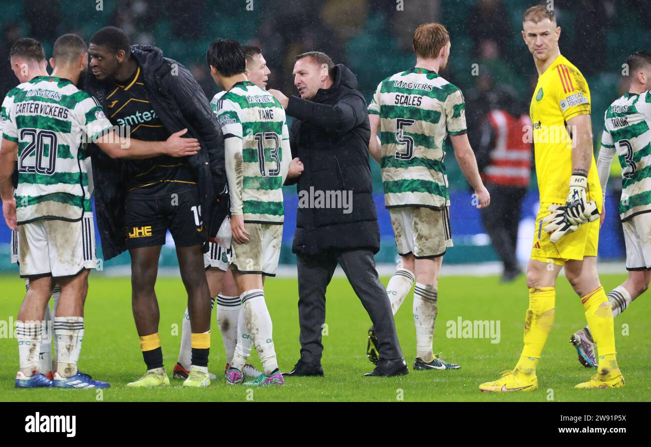 Celtics manager Brendan Rodgers with his players at the end of the ...