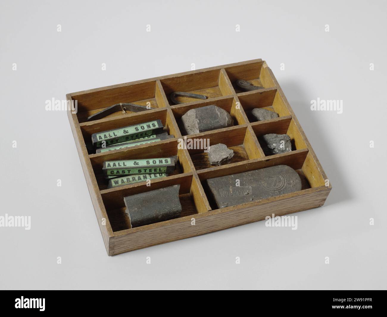 Box with iron, steel and ore samples, Aall & Sons, c. 1860 - c. 1870 ...